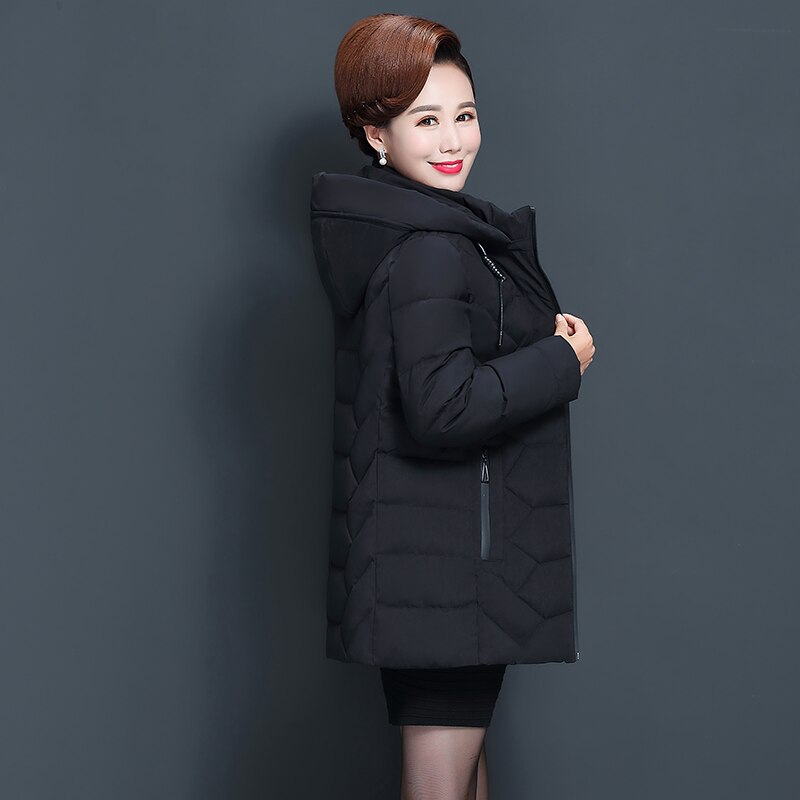 Middle-aged Women Winter Short Jacket Hooded Cotto... – Grandado