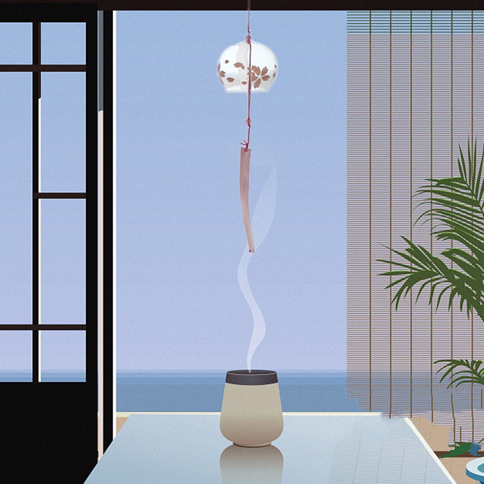 Japanese Style Wind Chimes Painted Hanging Pendant... – Grandado