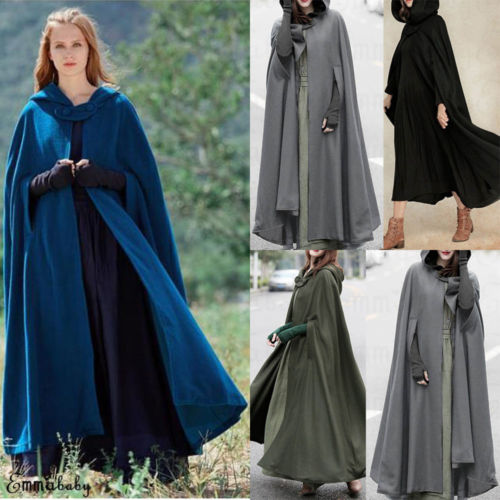 Womens Long Cape Cloak Hooded Wool Blend Coat Slee... – Grandado
