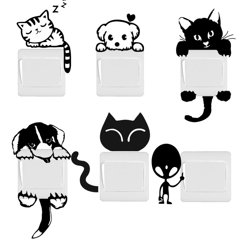 Diy Grappig Leuke Kat Hond Dier Schakelaar Sticker... – Vicedeal