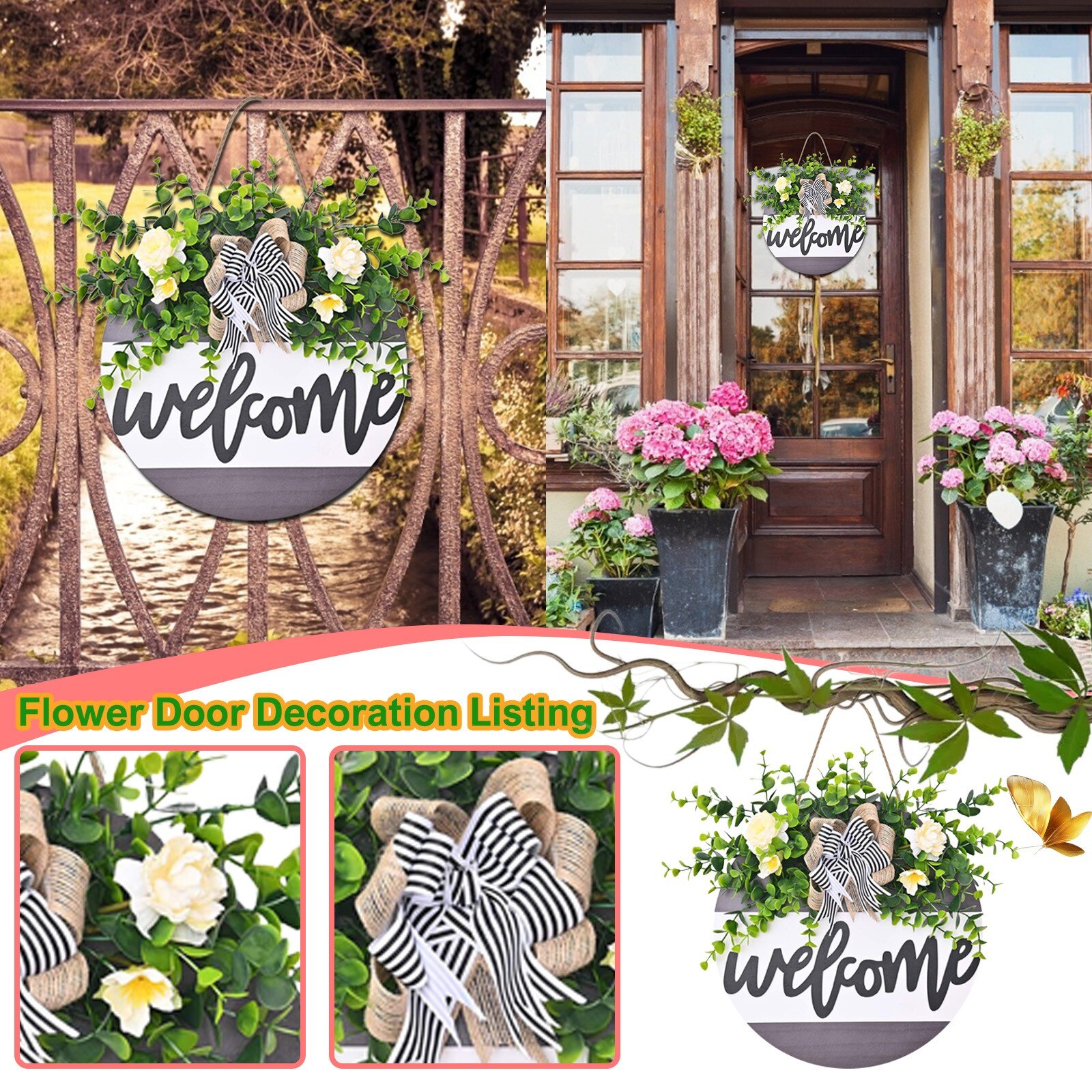 Welkom Teken Hout Bloem Lente Home Decor Houten Op... – Grandado