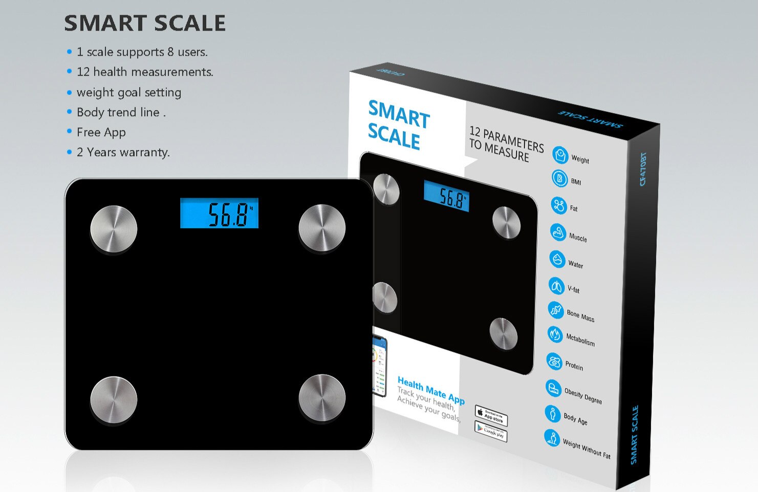 Wireless Smart Body Fat Scale With Bluetooth Digit... – Vicedeal
