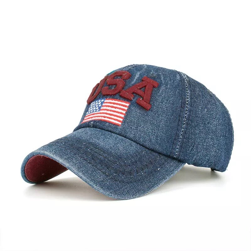Retro Denim Brief Vs Vlag Borduurwerk Baseball Cap... – Vicedeal