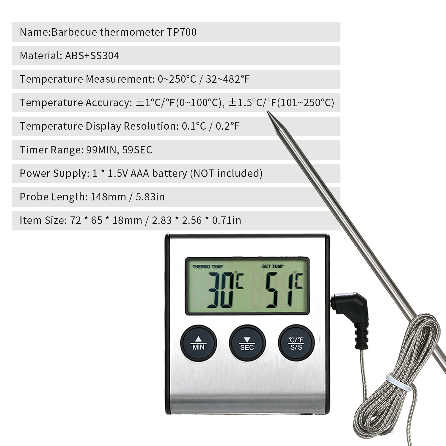 Digital Food Meat Cooking Kitchen Thermometer for ... – Grandado
