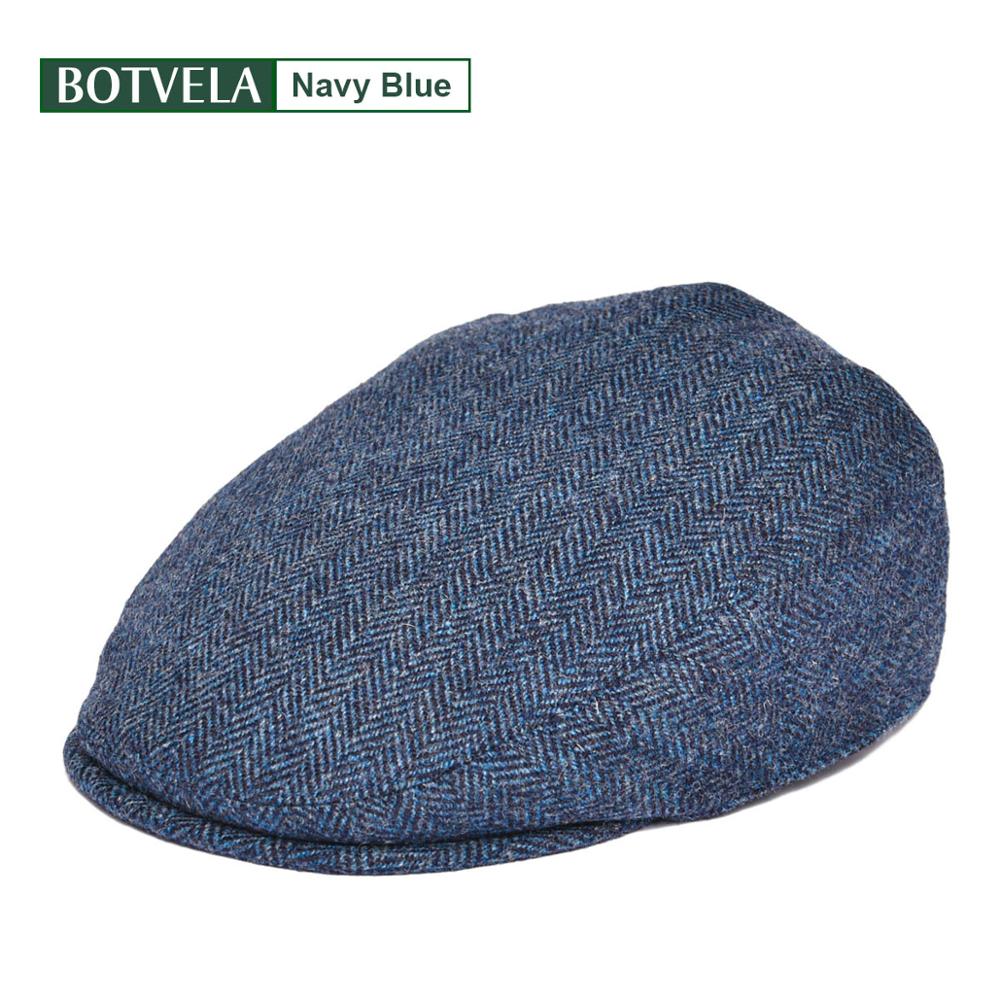 100% Wool Ivy Cap Herringbone Flat Caps Tweed Plai... – Grandado