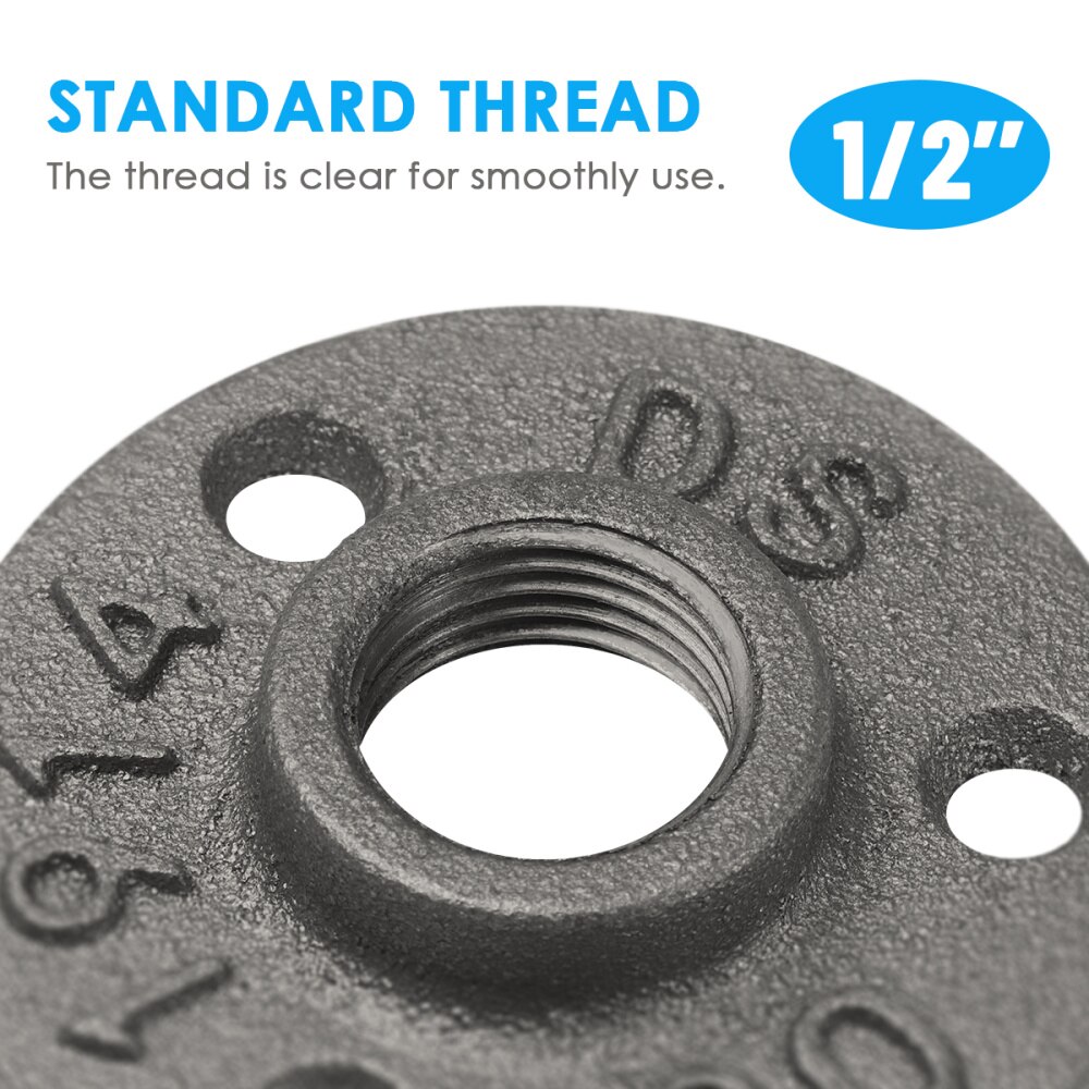 Industrial DIY Flange 10-Pack Black Floor/Wall Pipe Flanges - Malleable ...