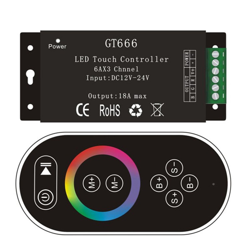 Dc12-24v 6 akse 3 kanals 18a rf trådløs touch rgb ... – Grandado
