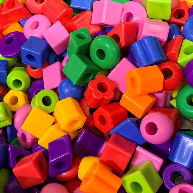 100Pcs Children DIY Geometric Shape Plastic Thread... – Grandado