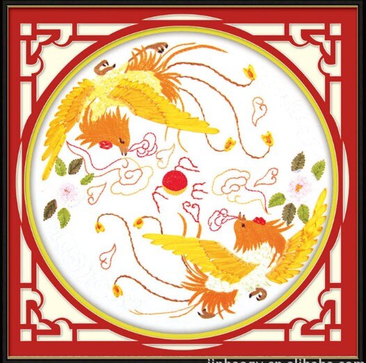 Golden Phoenix Ribbon embroidery kit Lucky Chinese... – Grandado