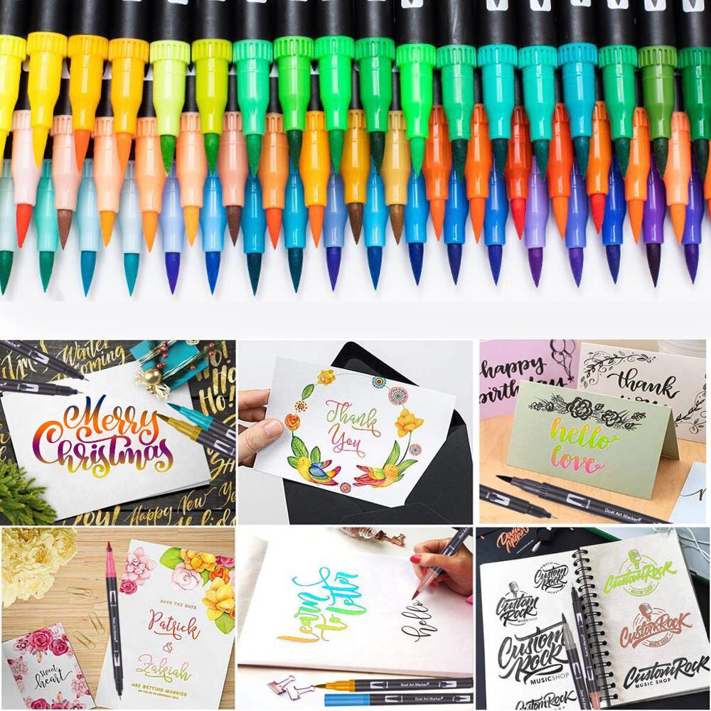 Painting12-120 Colors Watercolor Pens Paint Stroke... – Grandado