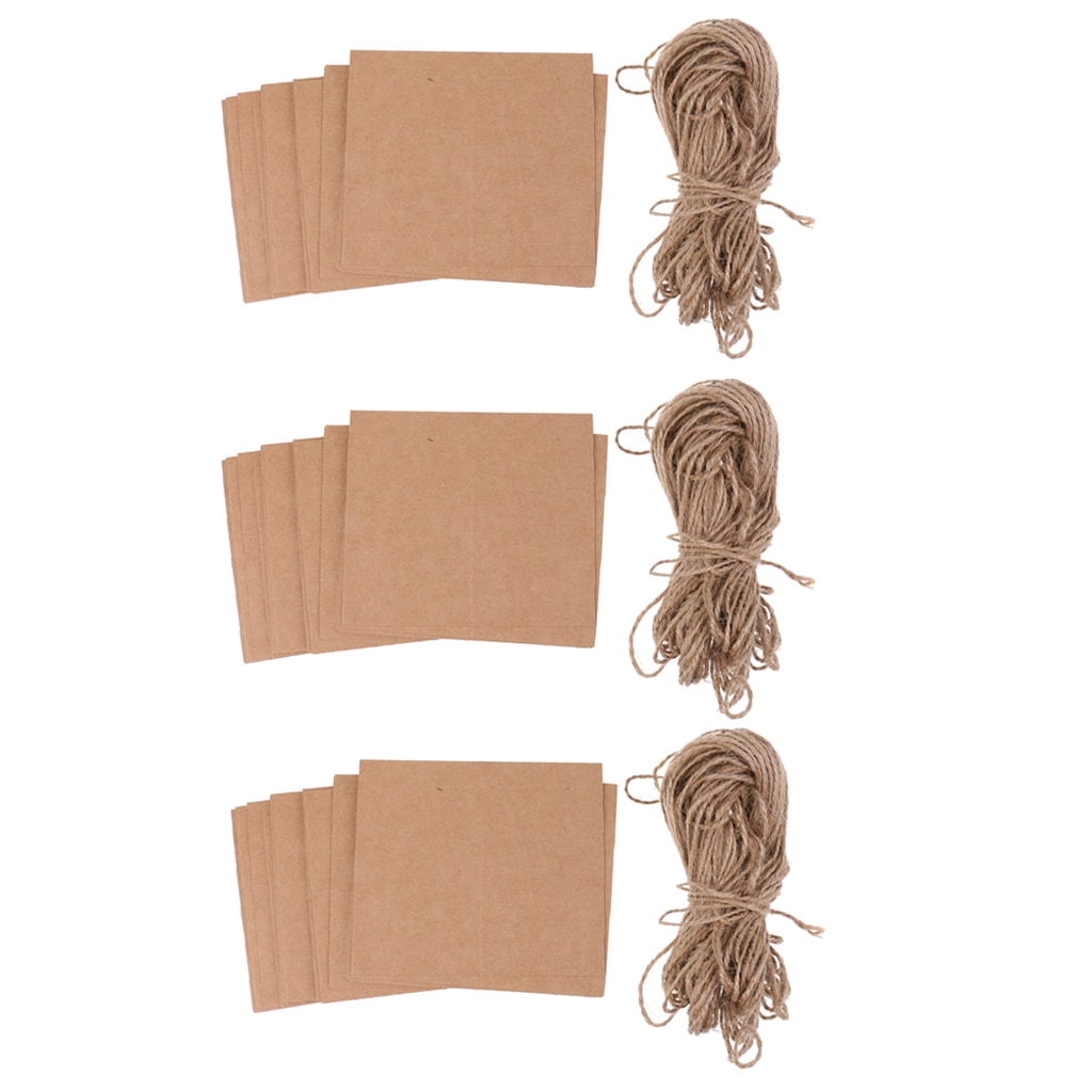 150x Brown Kraft Paper Blank Card with Twine Bow R... – Vicedeal