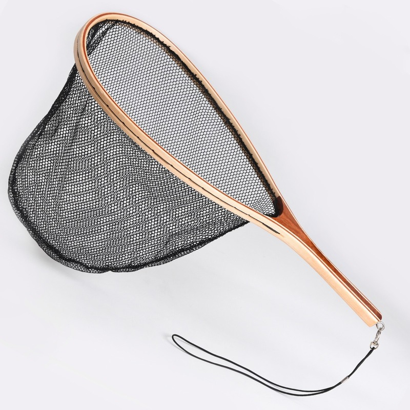 Tragbare Fisch Net Angeln Kescher Holz Griff Gummi... – Grandado