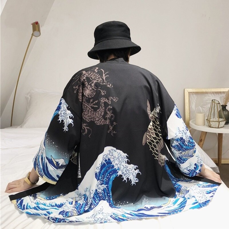 Kimono cardigan men Japanese obi male yukata men's... – Grandado