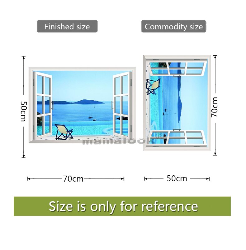 Sea beach Island 3d Window wall Stickers For Bedro... – Vicedeal