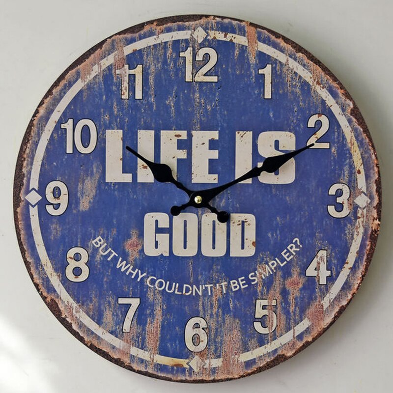 Blue Vintage Wall Clock Frameless Wall Decoration ... – Grandado