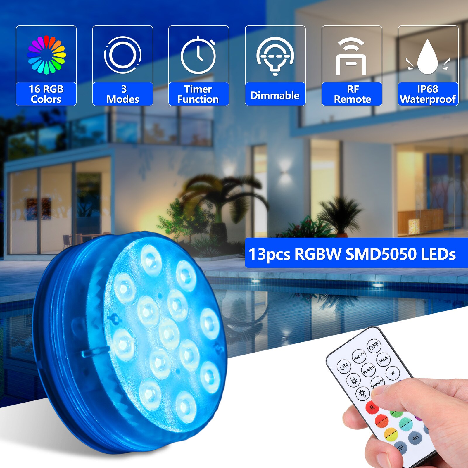 Upgrade 13 LED RGB Submersible Light With Magnet a... – Vicedeal
