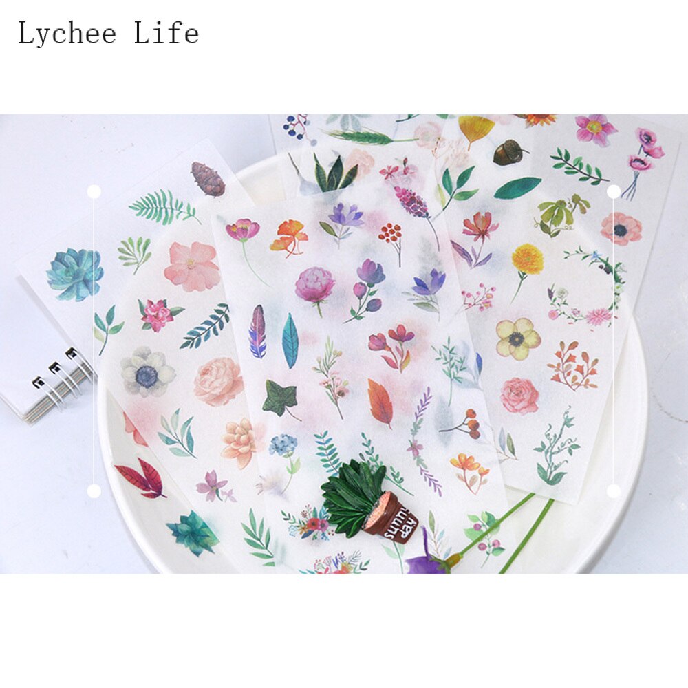 Lychee Life 6Sheets Washi Flowers Plants Stickers ... – Grandado