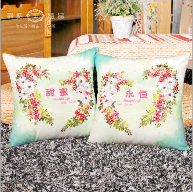 45X45cm Sweet eternity Ribbon embroidery kit pillo... – Vicedeal