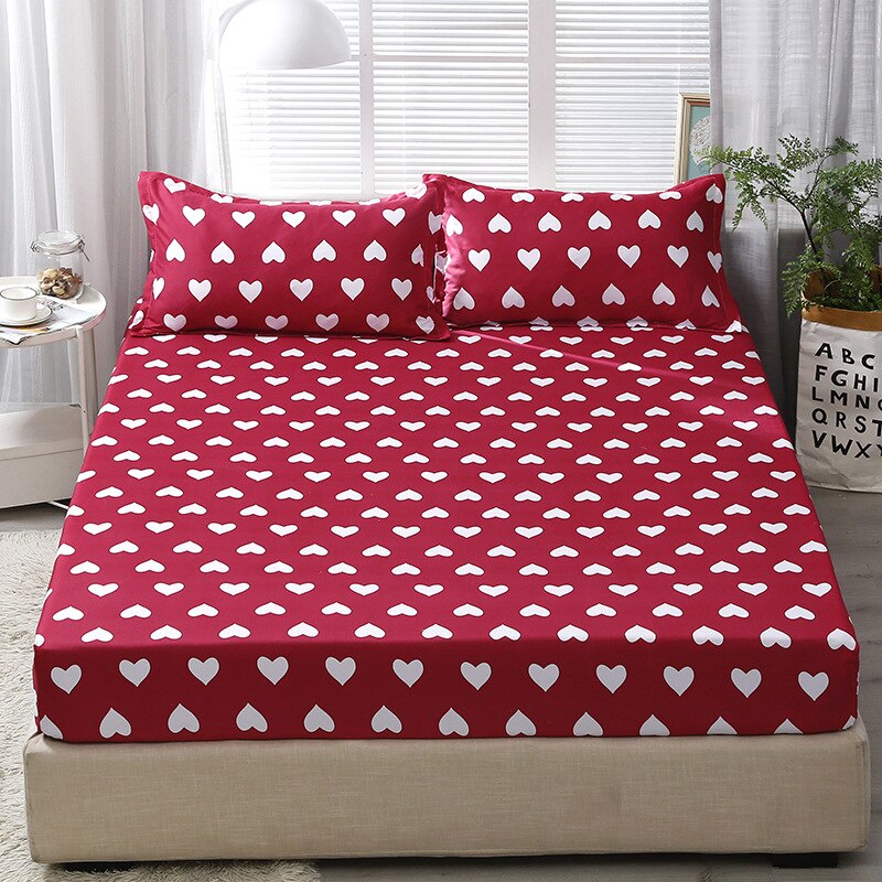 200x220cm Heart-Shape Printed Fitted Sheet 100% Po... – Vicedeal