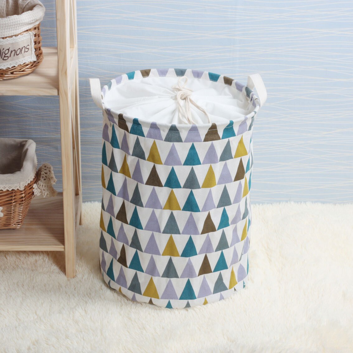 Fabric Foldable Laundry Basket Drawstring Top Wate... – Vicedeal
