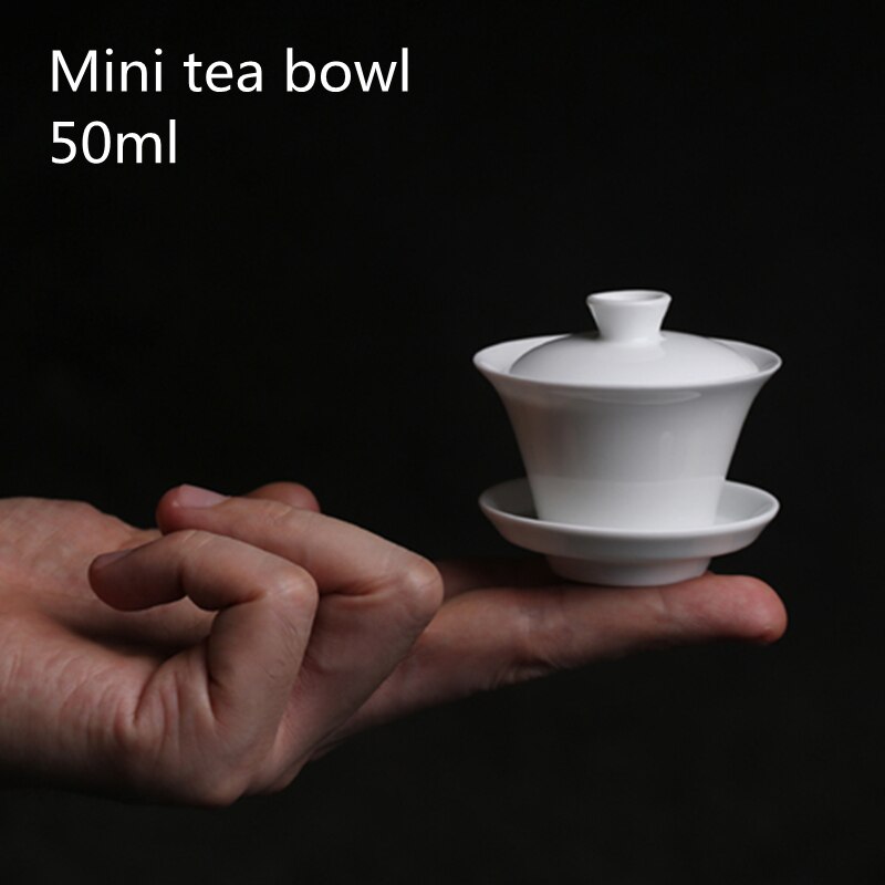 Mini 50ml gaiwan til te massiv hvid porcelænsterri... – Grandado