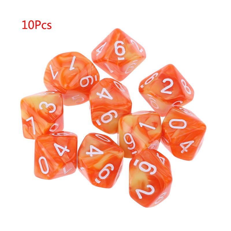 10pcs/set 10 Sided D10 Polyhedral Dices Numbers Di... – Vicedeal