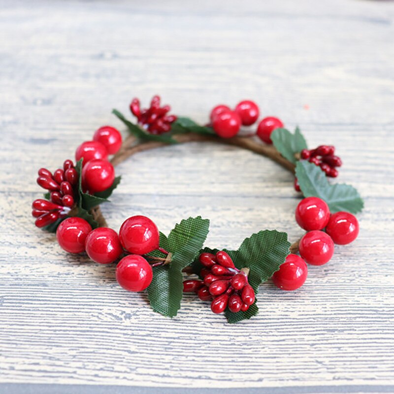 Harvest Red Berry Wreath With Green Leaves Artific... – Grandado