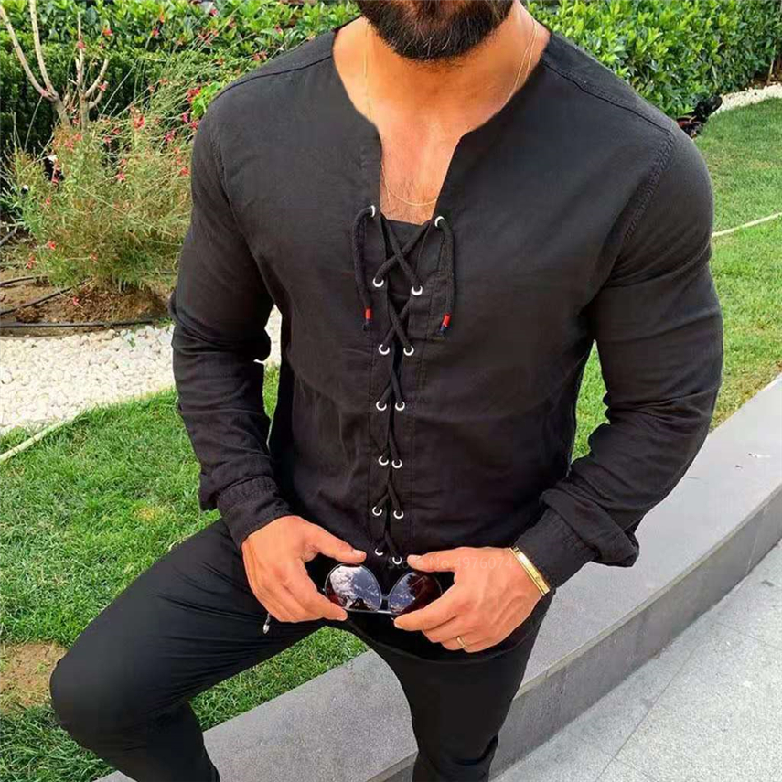 Male Solid Basic Shirt Medieval Style Halloween Vi... – Grandado