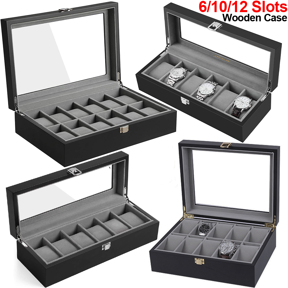 6/10/12 Slots Watch Box Black Wooden Luxury Watch ... – Grandado