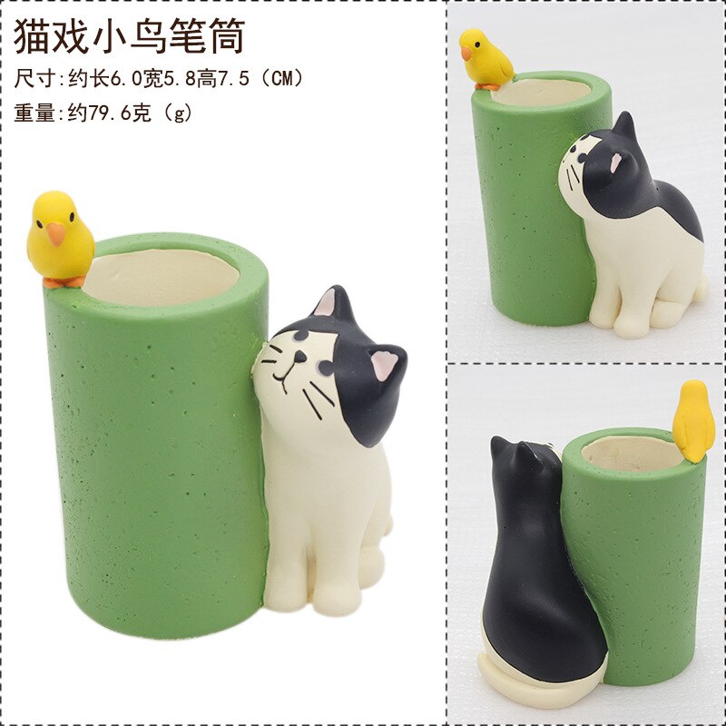 Cute Cat Catching Mice Pen Holder Stationery Stora... – Grandado