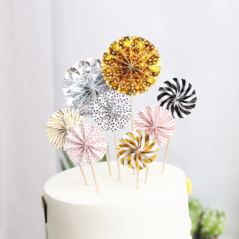 4 Stks/partij Mini Papier Fan Cake Cupcake Toppers... – Grandado