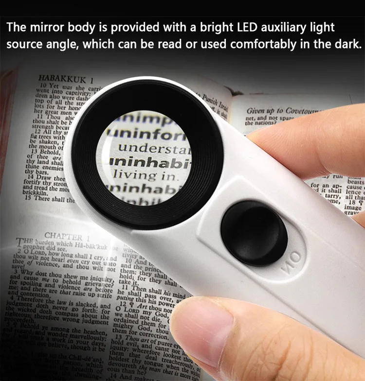 Handheld 40x Magnifying Glass with 2 LED Light Han... – Vicedeal