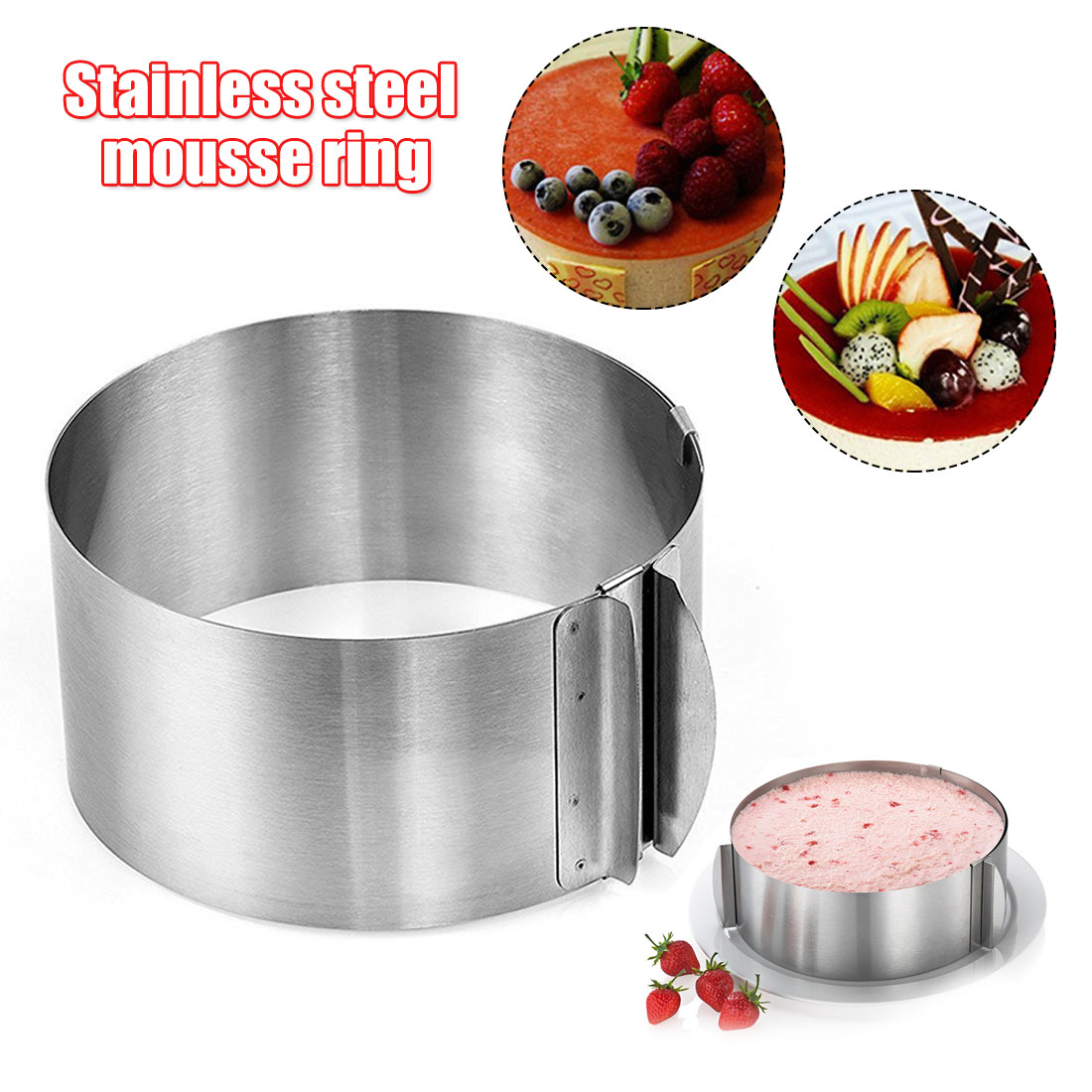 Retractable Stainless Steel Circle Mousse Ring Cak... – Grandado