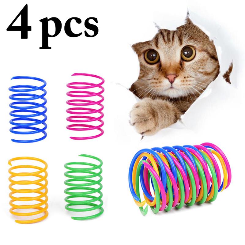 4Pcs Cat Colorful Spring Toys Plastic Flexible Cat... – Grandado