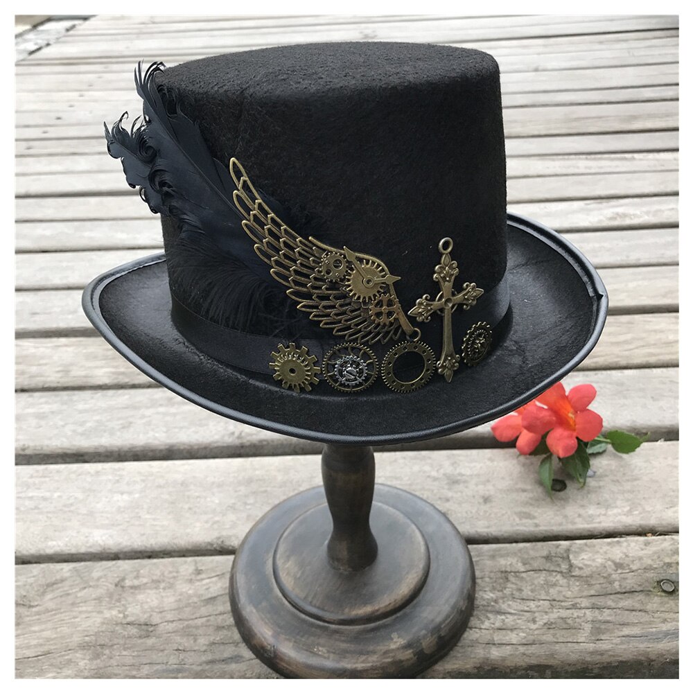 Unisex Men Women Steampunk Top Hat With Metal Gear... – Vicedeal
