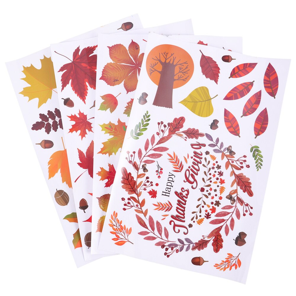 4 Sheets Autumn Style Stickers Warm Practical Mapl... – Grandado