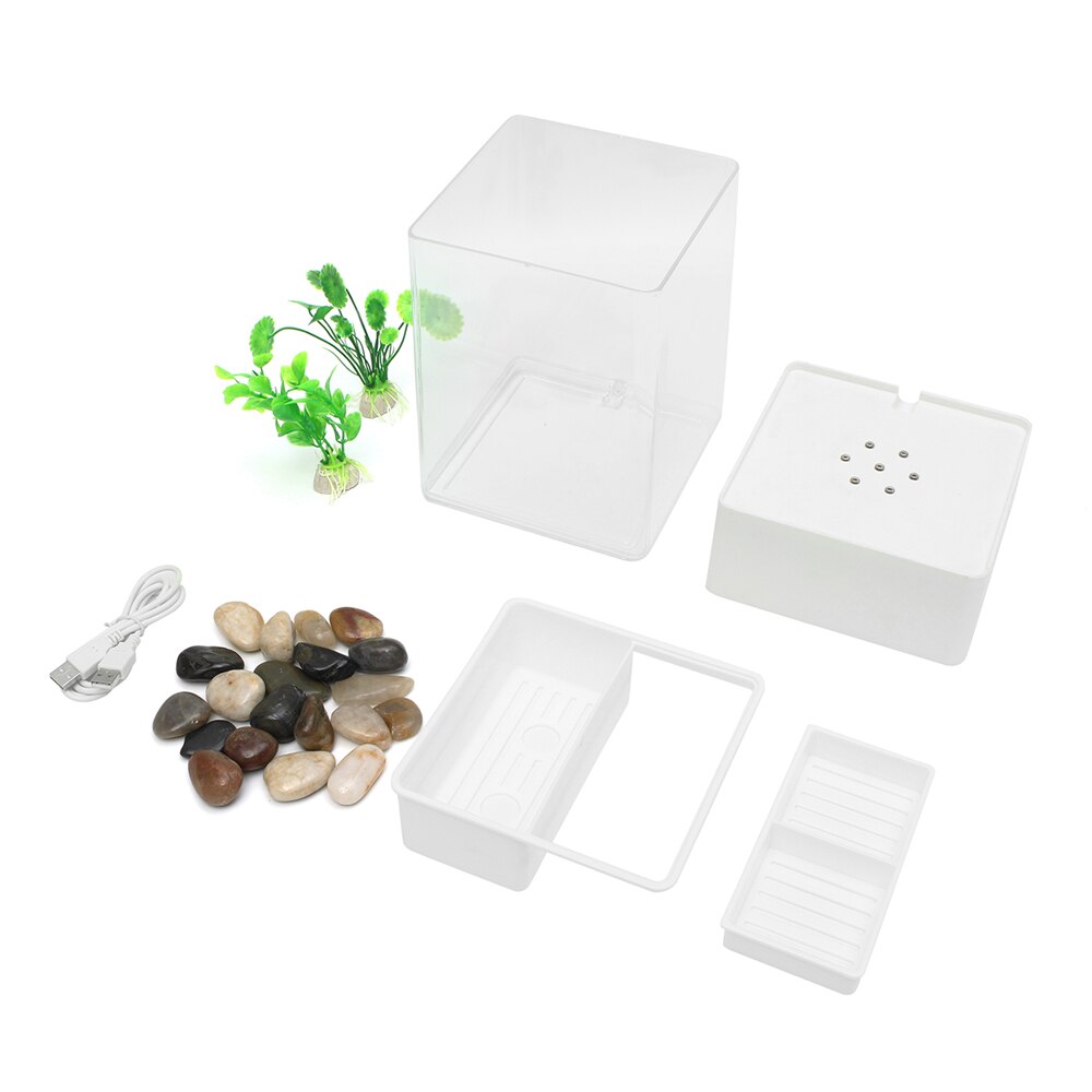 Mini Square Fish Tank Black/White Fish Tank With L... – Vicedeal
