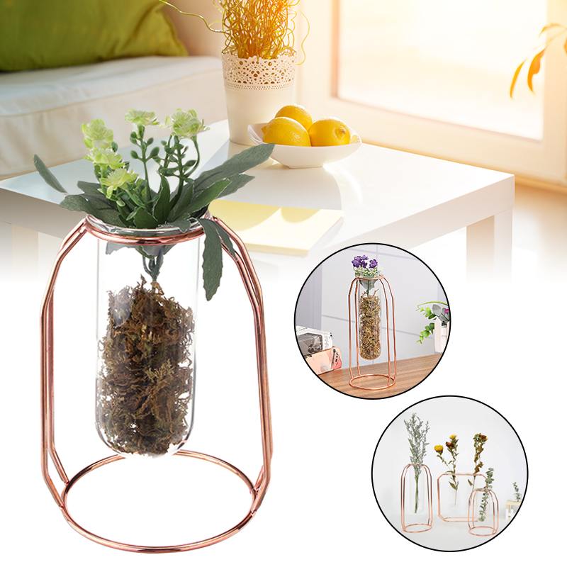 Modern Champagne Gold Hydroponic Flower Pot Vase N... – Grandado