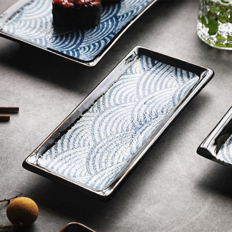 Ripple Sushi Plate Rectangular Ceramic Sashimi Fla... – Grandado