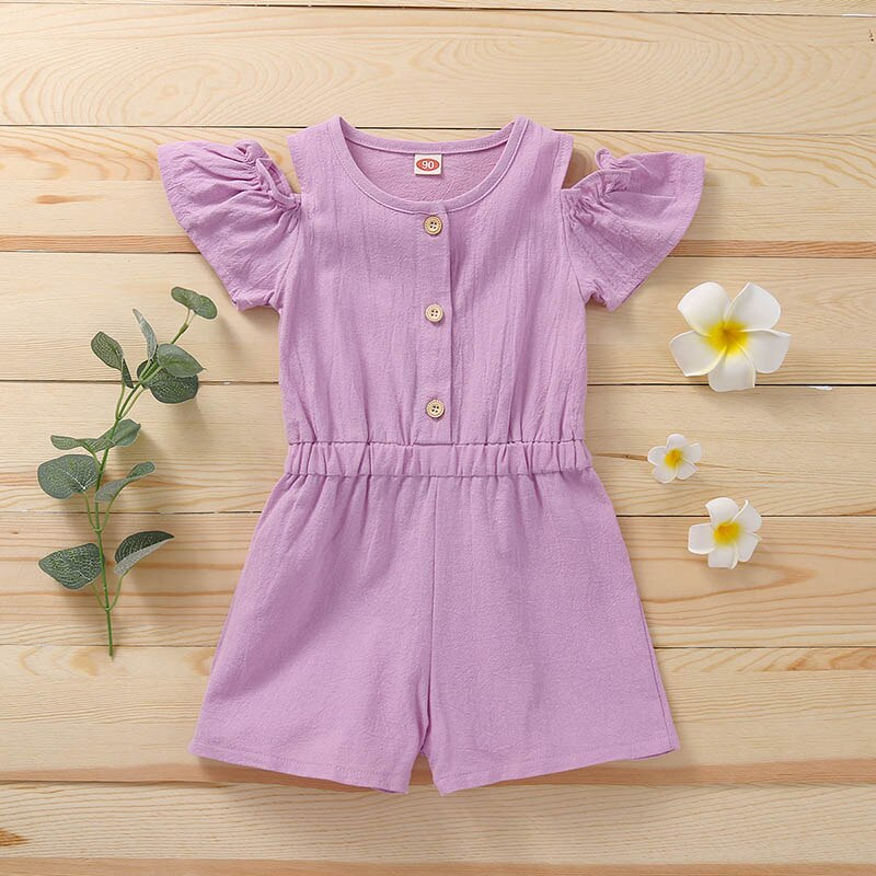 Medium Girls Overalls Off-shoulder Ruffle Sleeves ... – Grandado