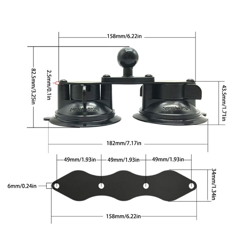 Car Window Twist Lock Dual Suction Cup Base with 1... – Grandado