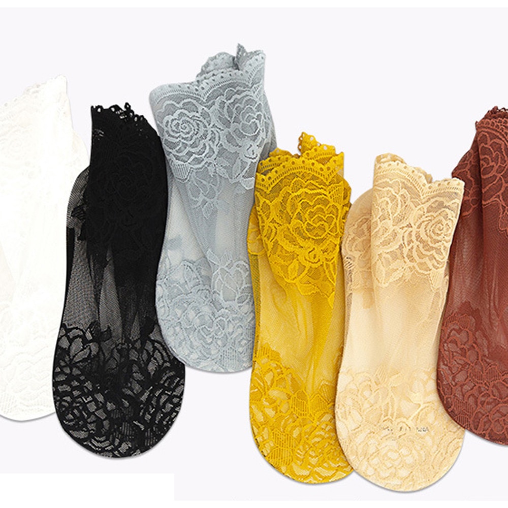 5 Pairs Women Socks Summer Colorful Floral Lace An... – Grandado