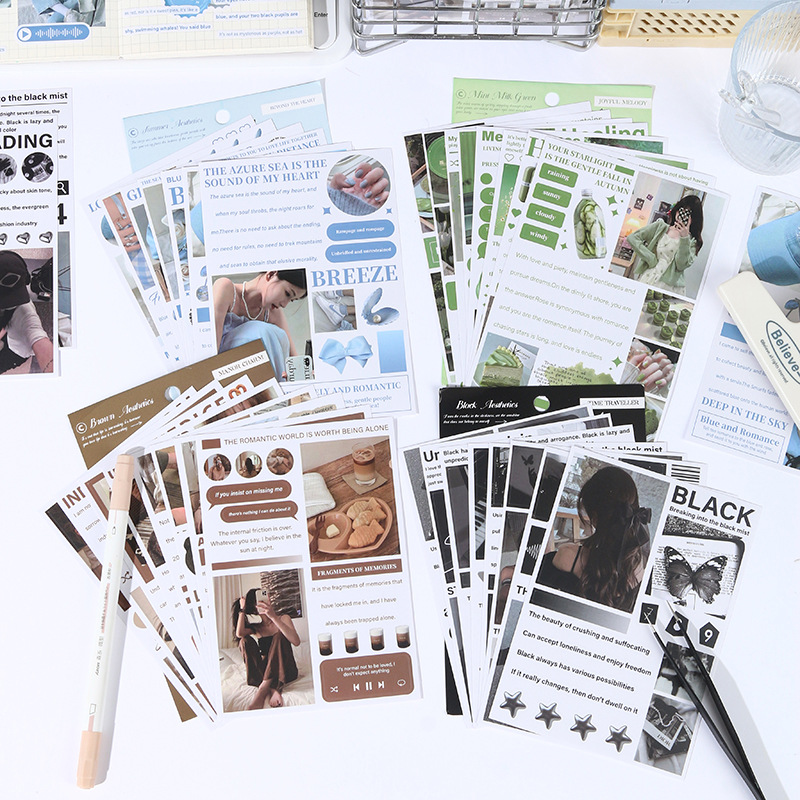 8 Sheets INS Magazine style Stickers Creativity Ad... – Vicedeal
