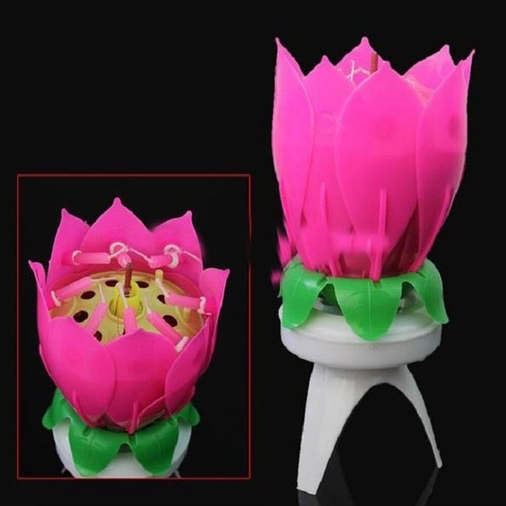 Brief Romantic Musical Candle Lotus Flower Party A... – Vicedeal