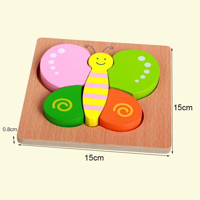 Children's Wooden Animal Puzzle 4 Pieces, Three-Di... – Vicedeal