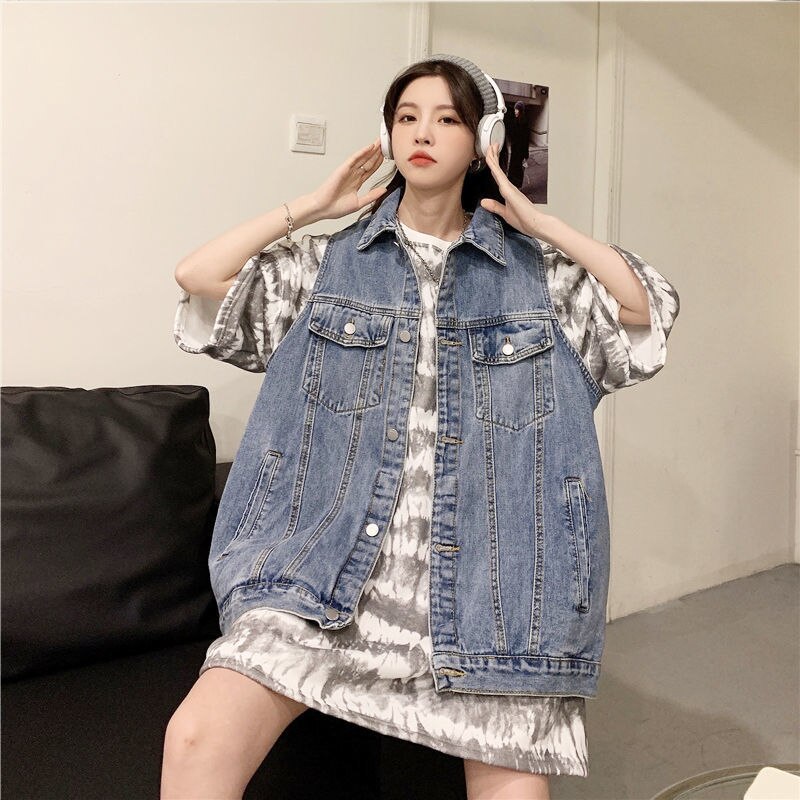 Vests Women Denim Long Trendy Korean Style Spring ... – Grandado