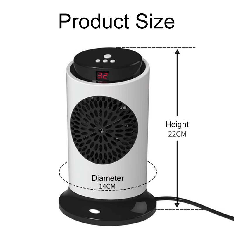 1000W LED Display Electric Fan Heater With Remote ... – Grandado