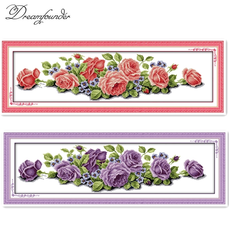Long edition roses cross stitch kit aida 14ct 11ct... – Grandado