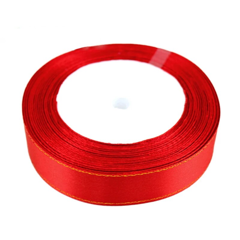 (25 yards/roll) red gold Edge Satin Ribbon Christm... – Grandado