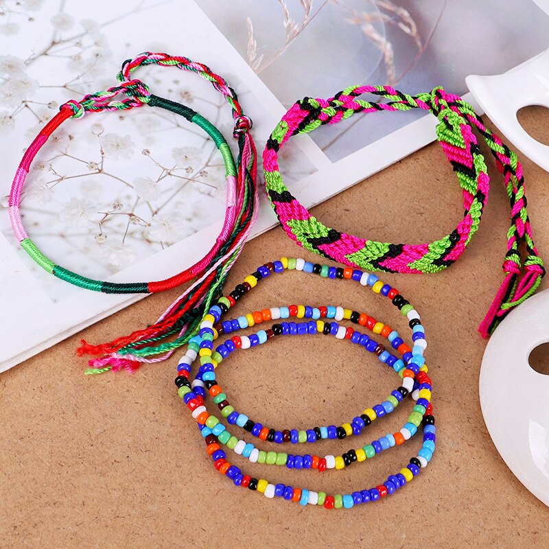Bohemian Thread Bracelet Seed Bead Handmade Multic... – Grandado